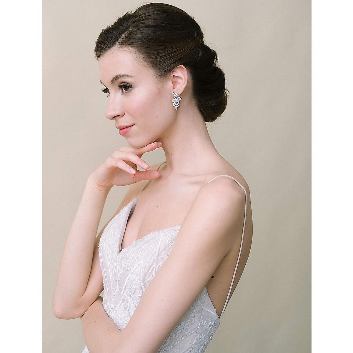 SWEETV Marquise Wedding Bridal Earrings for Birdes Bridesmaids, Silver Crystal Cubic Zirconia Cluster Stud Earrings for Women, Prom Party Jewelry Gifts