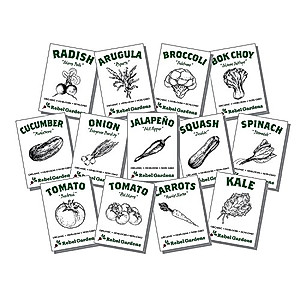 Organic Vegetable Seeds for Planting - 13 Varieties of Non GMO, Non Hybrid, Heirloom Seeds, Open Pollinated Home Garden Seeds - Tomatoes, Kale, Carrots, Broccoli, Arugula, and More