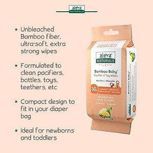 Aleva Naturals Bamboo Baby Pacifier and Toy Wipe