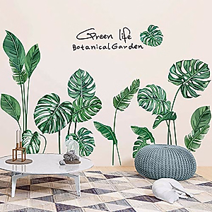 Creative Girls Nursery Room Wall Decoration Art Decor Decals 3D DIY Green Plants Fresh Leaves Peel Stick Wall Stickers Murals Paper for Kids Baby Bedroom Living Room Office Bathroom Wall Corner