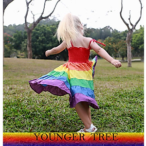 YOUNGER TREE Toddler Baby Girls Rainbow Dress Princess Sleeveless Halter Beach Tutu Sundress (4-5T, Colours)