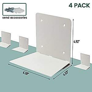 STORAGE MANIAC Invisible Floating Bookshelves Wall Mounted, Heavy-Duty Book Organizers, Iron Wall Mounted Shelves for Bedroom, White 4-Pack Large