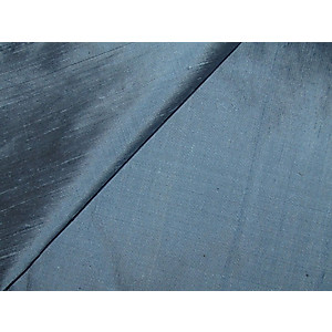 100% Pure Silk Dupioni Fabric Cloudy Blue 33 Momme 54" Wide with SLUBS MM118[4] Silks