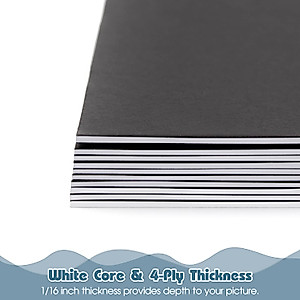 Golden State Art, Pack of 25 11X17 Black Uncut Mat Boards, Great for Photos, Pictures, Frames, Acid-Free, White-Core