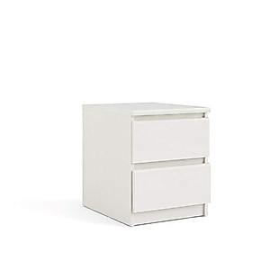 Tvilum Scottsdale 2 Drawer Nightstand, 15.91 in x 19.69 in x 19.49 in (D x W x H), White Woodgrain