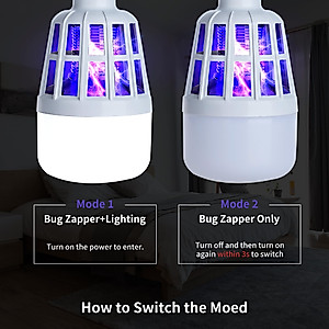 Bug Zapper Light Bulb 2-in-1 LED Mosquito Killer Lamp – Electronic Insect and Fly Killer, Ideal for Entryways, Doors, Corridors, Balconies, and Patios