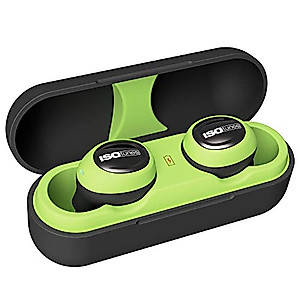 ISOtunes Free True Wireless Earplug Earbuds, 22 dB Noise Reduction Rating, 21 Hour Battery, Noise Cancelling Mic, OSHA Compliant Bluetooth Hearing Protector (Safety Green)