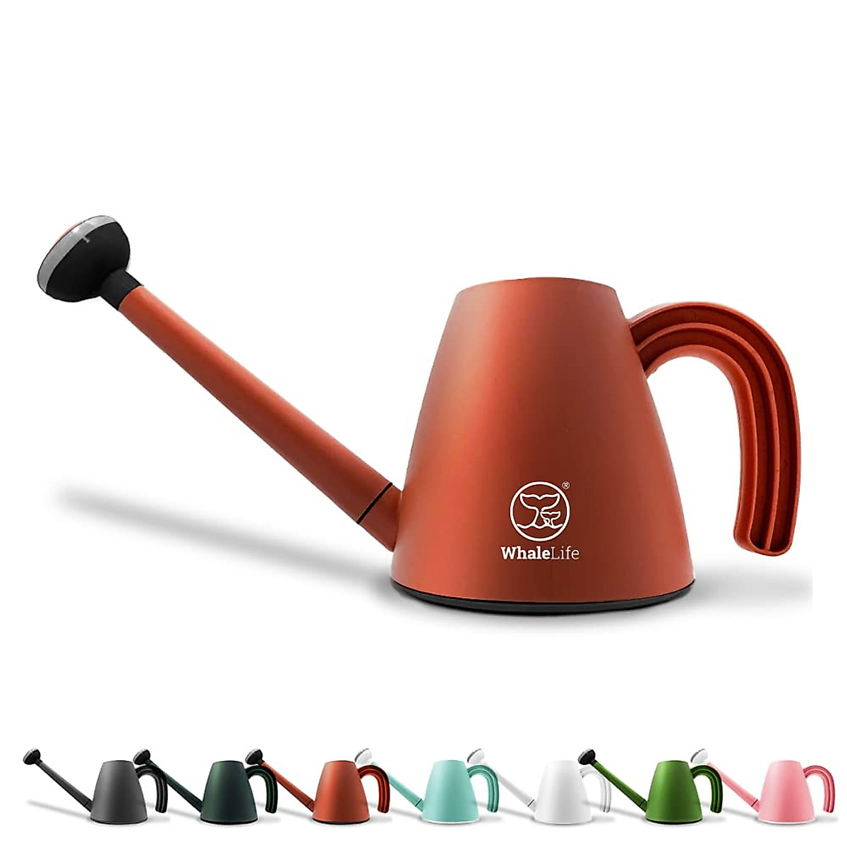 WhaleLife Indoor Watering Can for House Bonsai Plants (2.0L, Terra-Cotta Red)