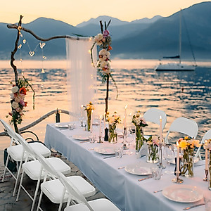 VINGLI Folding Chairs with Padded Seats, Metal Frame with Pu Leather Seat & Back, Capacity 350 lbs, White, Set of 10