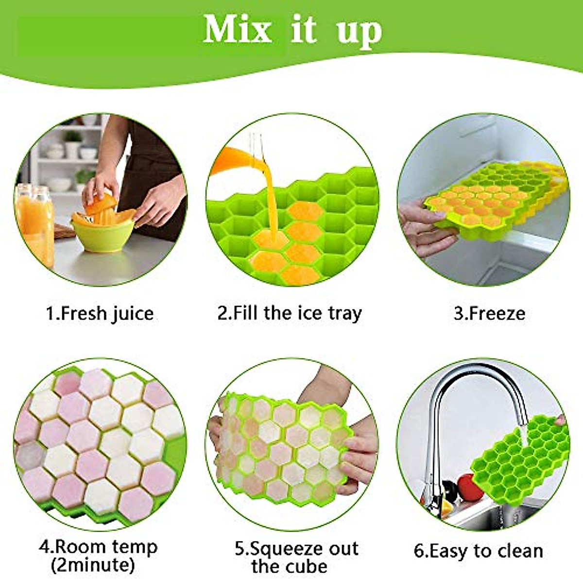 Ice Cube Trays with Lids 2 Pack Small Food Grade Silicone BPA Free for Freezer Flexible Easy-Release Stackable Ice Cube Mold