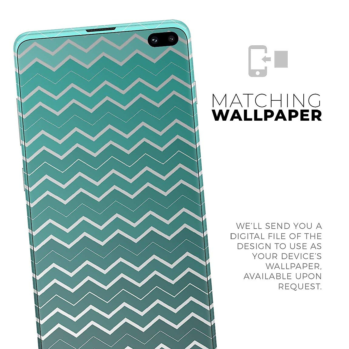 DesignSkinz Teal Gradient Layered Chevron Protective Vinyl Decal Wrap Skin Cover Compatible with The Samsung Galaxy S20 (Screen Trim & Back Glass Skin)