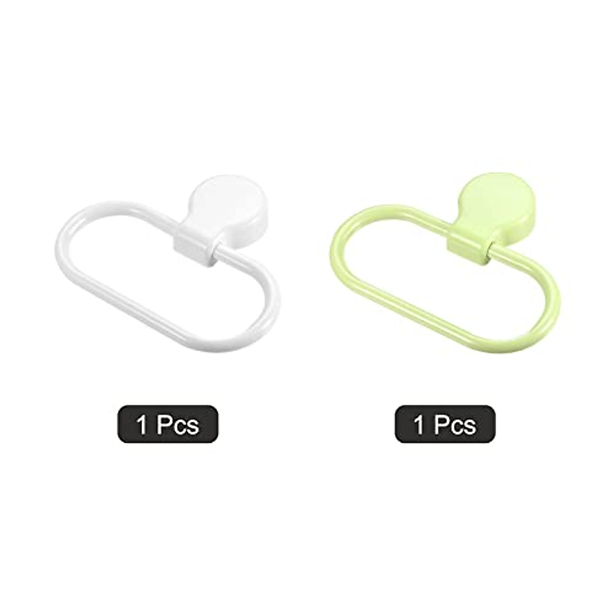 HARFINGTON Wall Mounted Oval Towel Ring ABS Hanging Holder Self-Adhesive for Bathroom Kitchen Accessories, White & Green