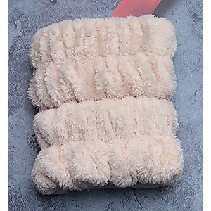 Sowaka 2 Pcs Wrist Spa Washband Microfiber Soft Tower Wrist Scrunchies Sweatbands for Women Girls Washing Face Make up Absorbent Prevent Liquid from Spilling Down Your Arms (Khaki)