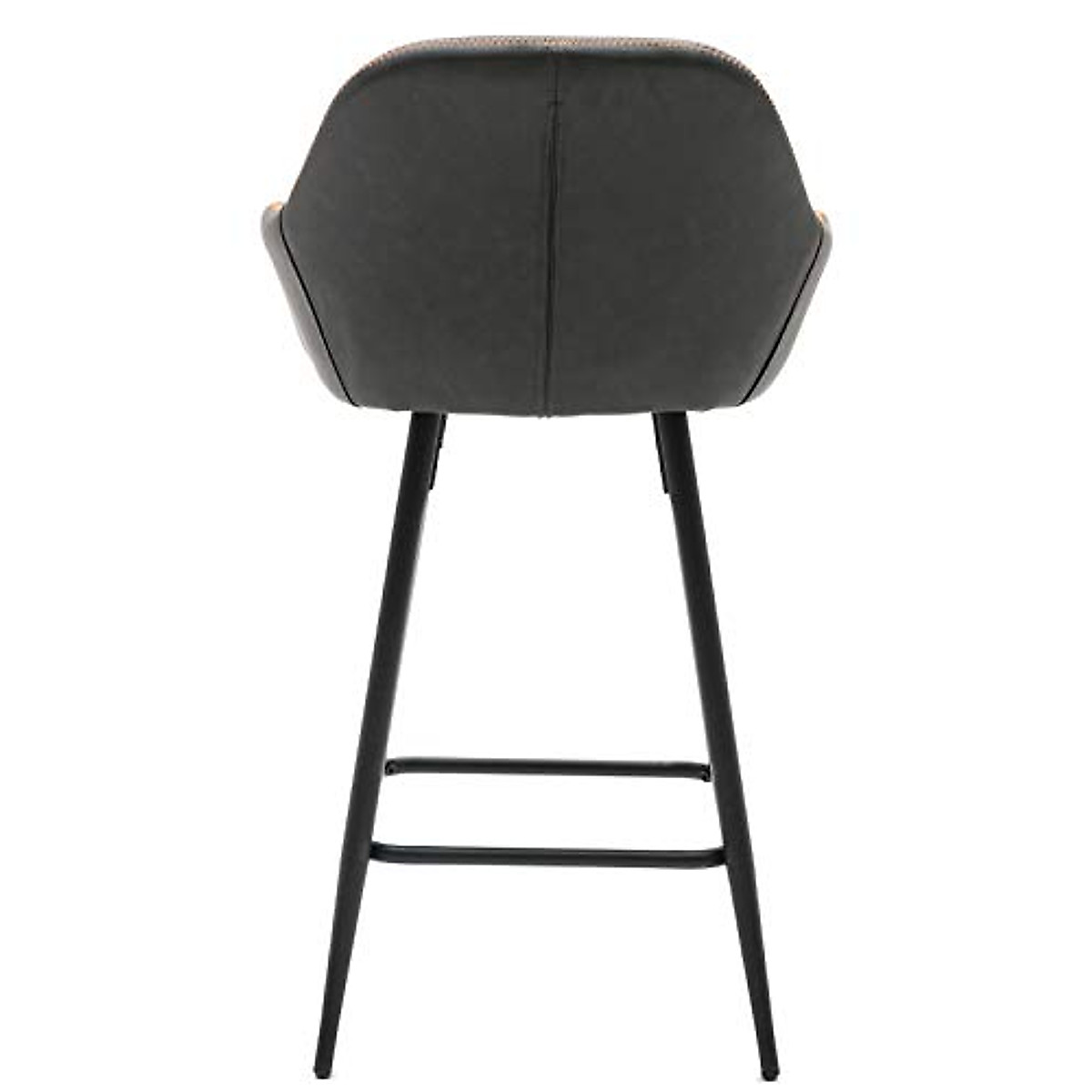 BTEXPERT 25 inch Bucket Upholstered Dark Gray Accent Dining Bar Chair Set of 2, 5091m Vintage Gray Stools (2) (5091M-2)