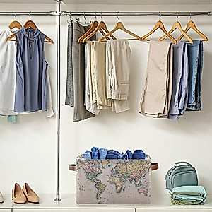 World Map Theme Storage Basket Set of 1 Organizer Storage Bin Foldable Storage Box with Handles for Home Nursery Clothes