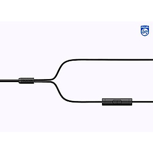 Philips A1105 in-Ear Sports Wired Headphones with Ear Hooks for Secure Fit, Deep bass, in-line Remote Control and Microphone, Sweat-Resistant, 3.5 mm Connector TAA1105BK