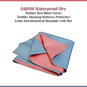 AARAM Ultrasoft Waterproof Dry Rubber Bed Sheet Cover/Toddler/Adult Sleeping Mattress Protector/Urine Non-Absorbent Reusable Crib Mat (1 Meter) (36 x 39 Inches) (100 x 90 cm)