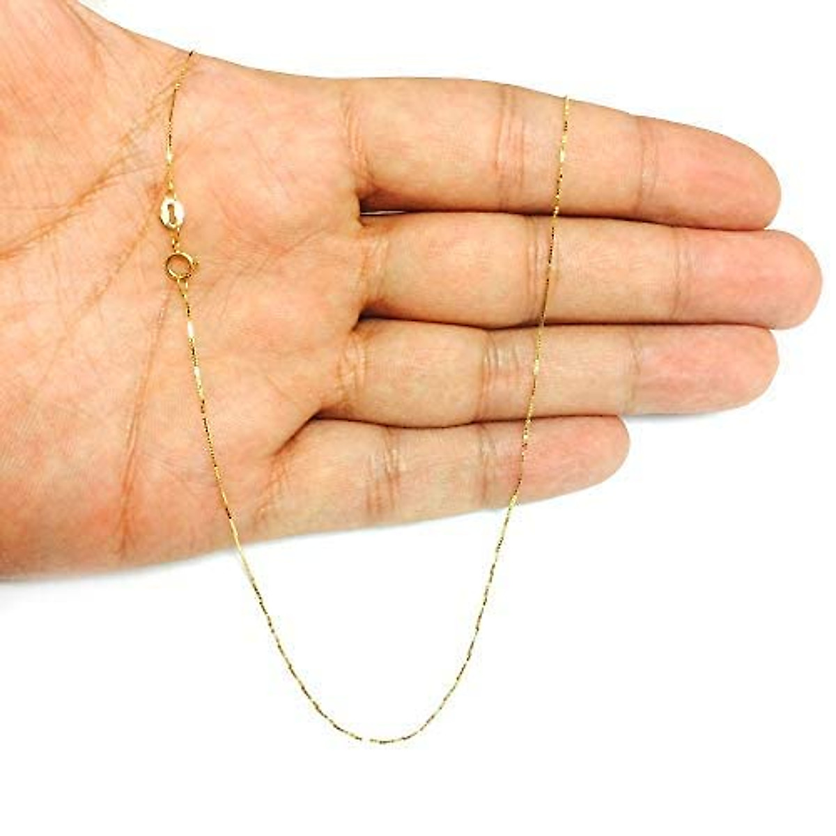 Jewelry Affairs 10k Solid Real Gold Mirror Box Chain Necklace, 0.45mm (18 Inches, Yellow Gold)