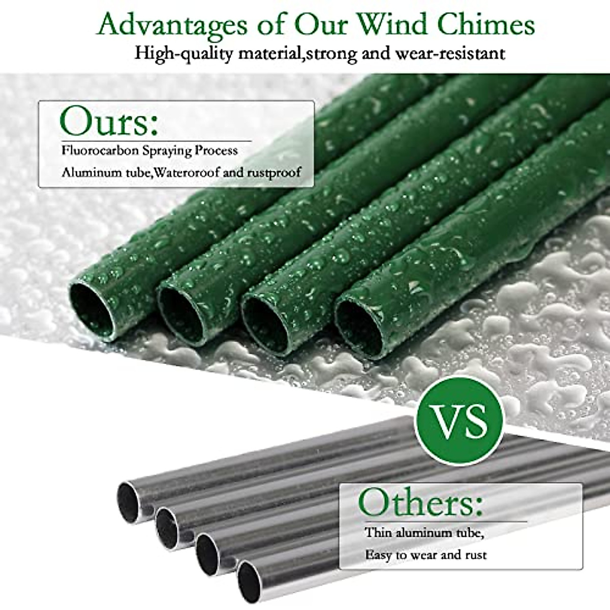 Solar Wind Chimes for Outside - 37" WANQDG 6 LED Hummingbird Color Changing Wind Chime with 4 Green Metal Tube, Music Wind Chimes Great as a Gift for Women mom Grandma Best Friends' Birthday Gift