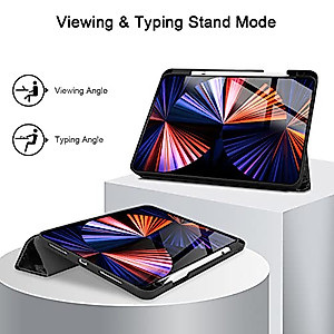 Tuiklol Case for M2 iPad Pro 12.9 inch Generation 6th/5th/4th/3rd 2022 2021 2020 2018 Release - Built in Pencil Holder Slim Protective Stand Back Cover with Auto Wake/Sleep iPad Cover,Marble