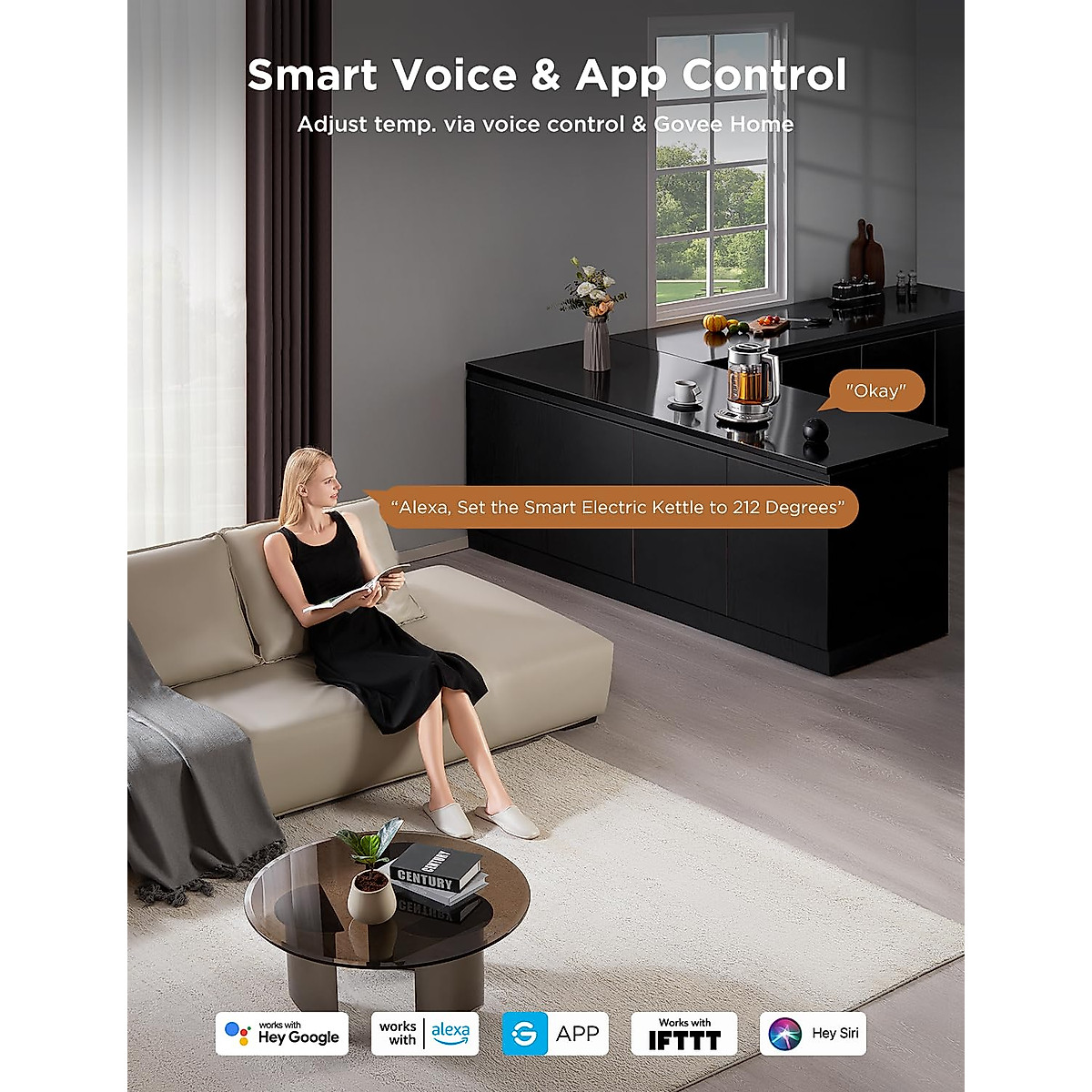 GoveeLife Smart Electric Kettle with Tea Infuser for Loose Leaf Tea, 1.7 L Electric Tea Kettle with Brewing Program, Variable Temperature Control, 2 H Keep Warm & Auto Shut off, BPA Free, Sliver