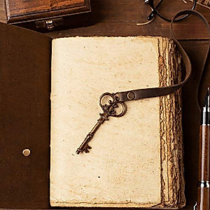 Vintage Leather Journal - Antique Handmade Deckle Edge Vintage Paper Leather Bound Journal - Book of Shadows Journal - Leather Sketchbook - Drawing Journal - Great Gift (Vintage Brown, 7.5"x5.5")