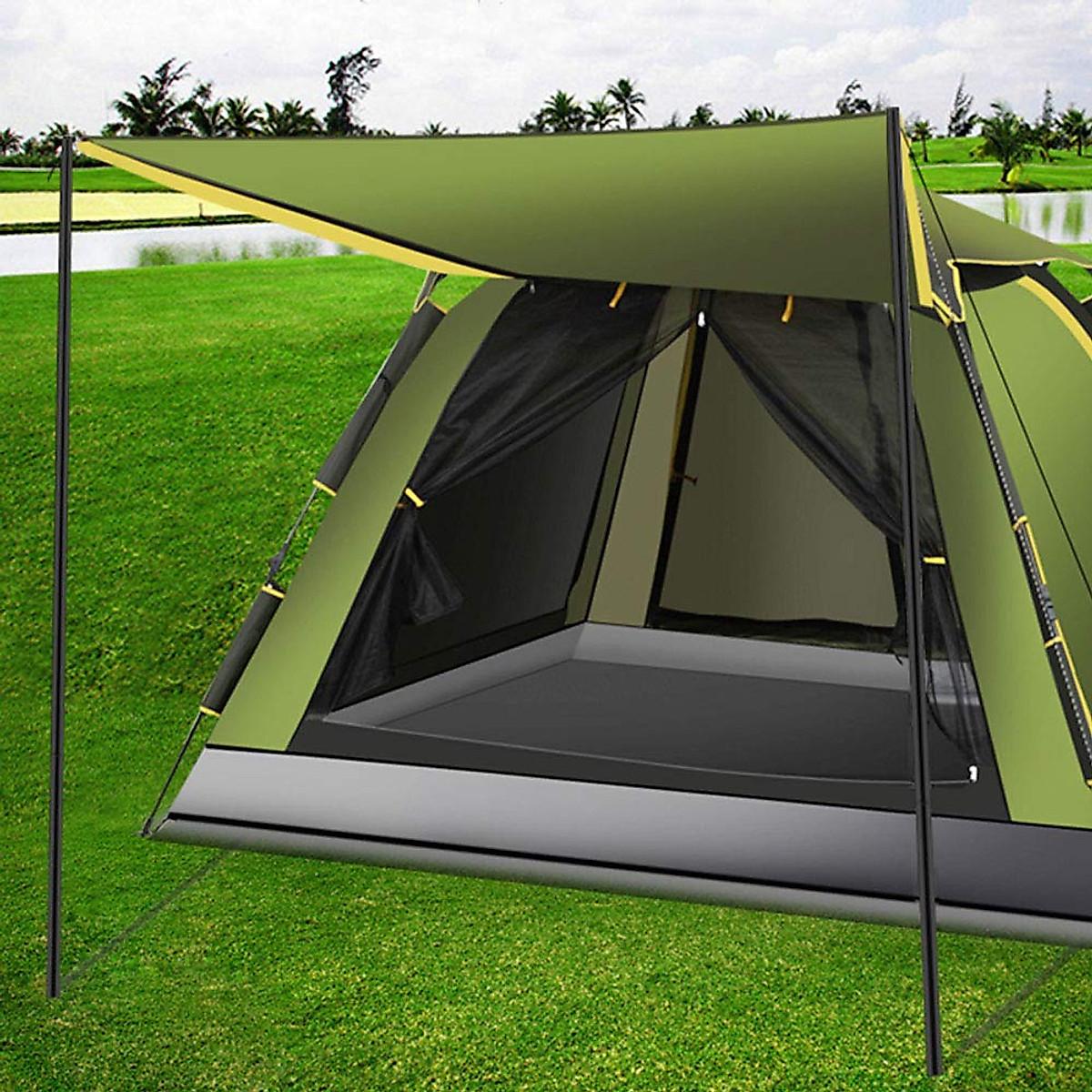 Long Leaf Tent Poles,Adjustable Steel Rods for Camping Tarps,Backpacking,Shelters,Portable Tarp Poles Rods-2 Pack (Black)