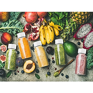 Axe Sickle 6 Pcs 12 Ounce Juice Bottles Plastic Milk Bottles Bulk Beverage Containers with Tamper Evident Caps Lids White for Milk, Juice, Drinks and Other Beverage Containers