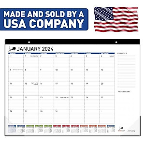 18 Month Desk Calendar 2024-2025 - Large Desktop Calender 17" x 12" - Monthly Planner for Home and Office - School and Teacher Planning Tool