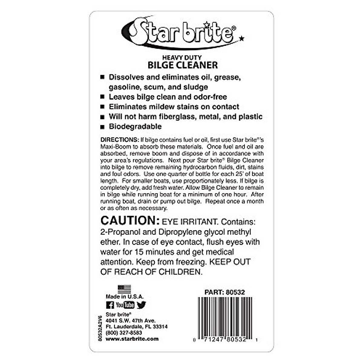 STAR BRITE Heavy Duty Bilge Cleaner -Simple & Easy to Use - Pour In, Run Boat, Pump Out - Emulsifies Oil, Fuel & Leaves Bilge Clean With a Fresh Clean Scent - 32 Ounce (080532)
