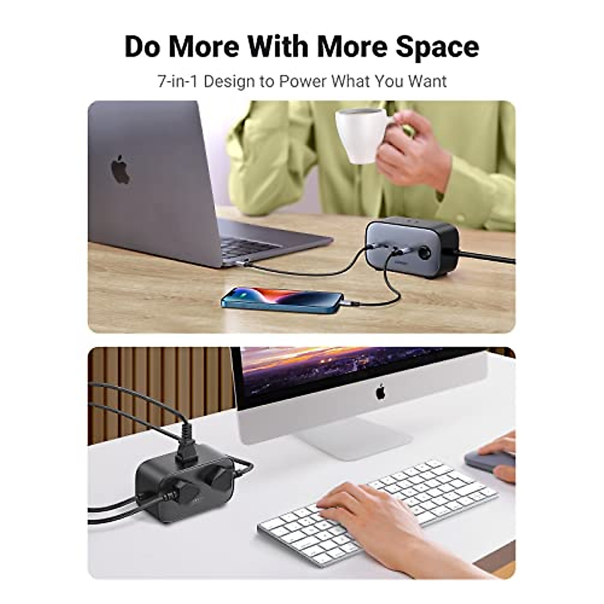 UGREEN 100W USB C Charging Station, DigiNest Pro GaN Power Strip with USB C, Desktop Charging Station with 3 AC, 3 USB C and 1 USB A, 6ft Extension Cord, for iPhone 14 Galaxy S23 iPad Air MacBook Pro