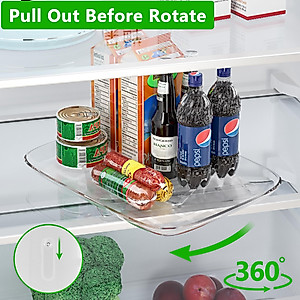 Uaxolwz Lazy Susan Turntable Organizer for Refrigerator, Clear Rectangular Fridge Organizer Storage 15.7 inche, Square Lazy Susan for Refrigerator Cabinet, Table, Pantry, Kitchen, Countertop
