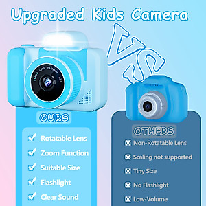 MOREXIMI Kids Camera, Digital Camera for Kids, Upgraded Rotating Zoom Lens, Mini Selfie Children Camera Toys, Christmas Birthday Gifts for 3-9 Years Old Boys Girls, 32GB Card