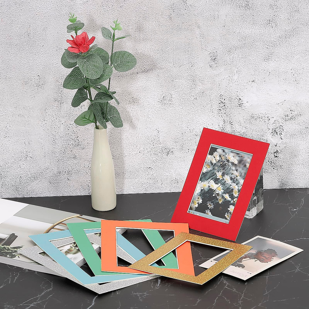 uxcell 9.9" x 9.9" Picture Mat, Core Bevel Cut Frame Mattes for 8" x 8" Photos Pictures Artwork Painting Display, White 10 Pcs