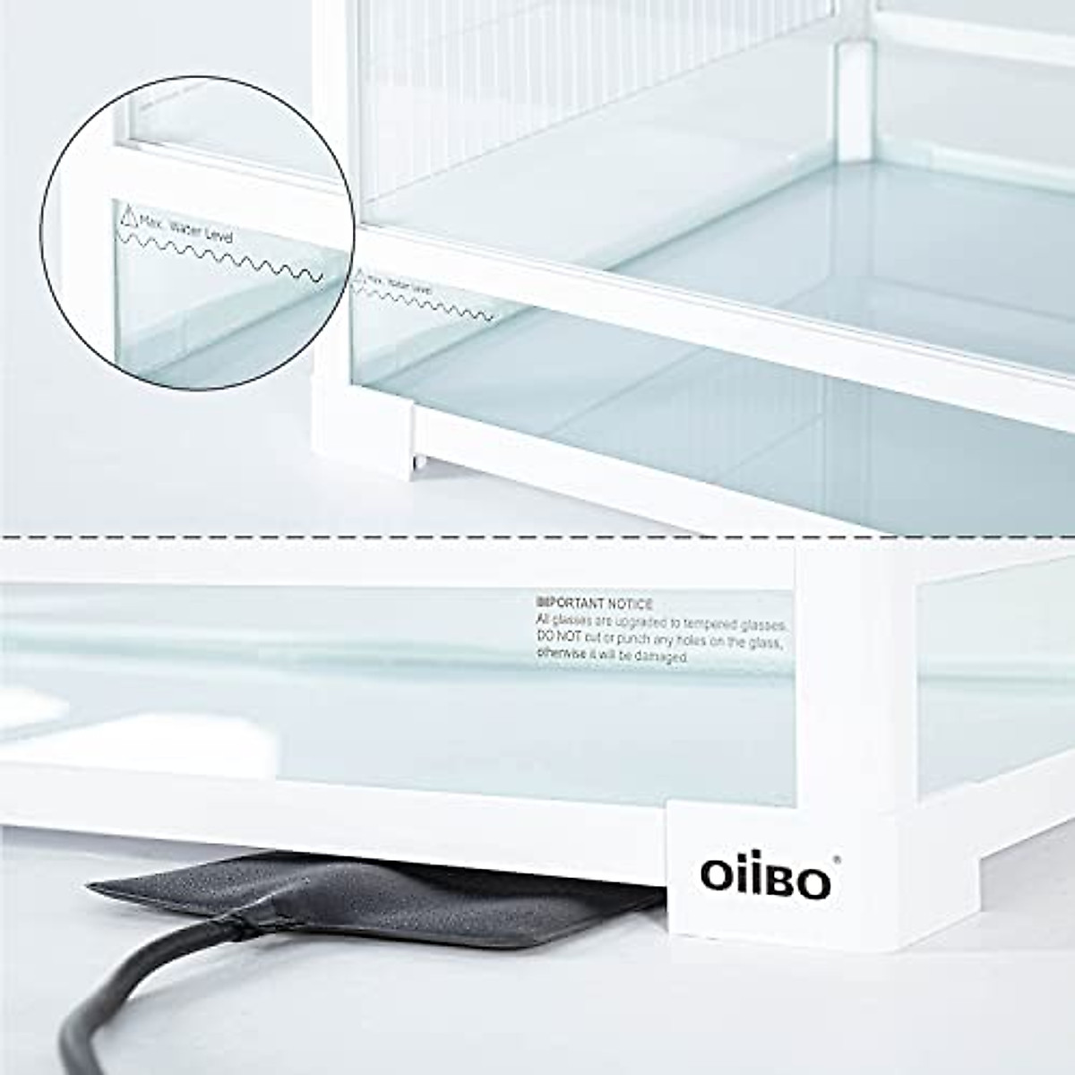 OIIBO 50 Gallon Reptile Terrarium,36" x 18" x 18" Knock Down Glass Reptile Tank, Sliding Door Terrariums Habitat for Reptiles Amphibians, Alternative Side Wire Mesh for Small Animals Use