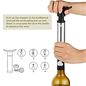 Aksesroyal Wine Pump with Valve Wine Stoppers (Silver 4 Stoppers)