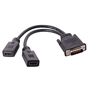 cablecc DMS-59Pin Male to Dual HDMI 1.4 HDTV Female Splitter Extension Cable for PC Graphics Card