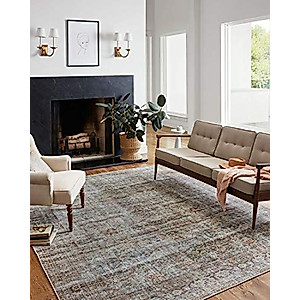 Chris Loves Julia x Loloi Jules Collection JUL-05 Lagoon / Brick 7'-6" x 9'-6" Area Rug