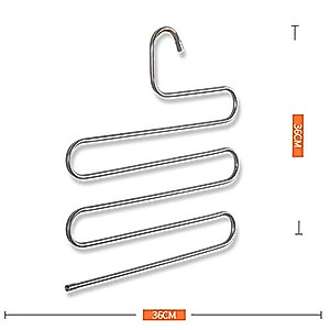 Gnc33Ouhen Pants Hangers,S Shaped Stainless Steel 5-Layer Wardrobe Anti-Slip Saving Space rousers Storage Rack.