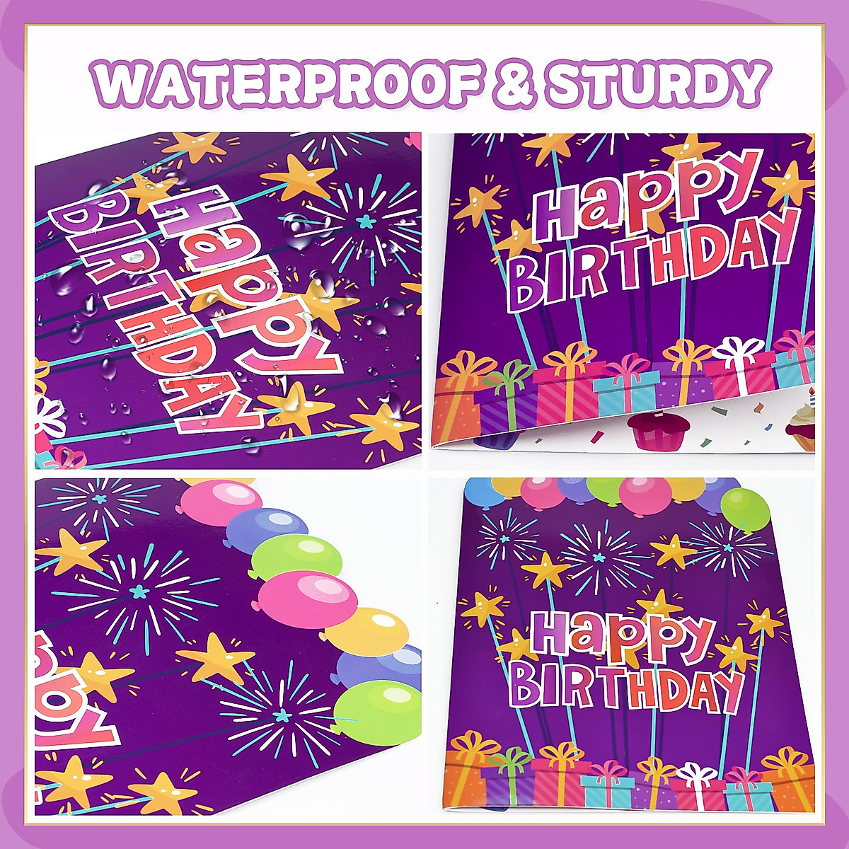 Yoqipati Jumbo Birthday Card Giant Guest Book, 14 x 22 inches Giant Large Birthday Greeting Cards for Girl Boy Birthday Supplies, Excluding Envelope(Purple)