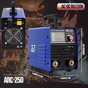 250A 110/220V Welder,ARC/Lift TIG Welding Machine with Synergic Control, IGBT Inverter，Hot Start, Arc Force and Anti-Stick