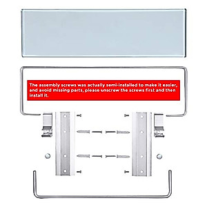 Vdomus Bathroom Tempered Glass Corner Shelf with Towel Bar Wall Mounted, Brushed Silver Finish