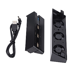 Kafuty-1 Cooling Fan and USB Hub Combination Kit for PS4 Slim Console System,4-Port USB 3.0 Adapter Splitter,Automatic Temperature Sensor Controlled Cooler,for Playstation 4 Slim