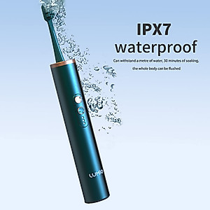 LUMIO Electric Toothbrush - Self-Cleaning Sonic Vibration - Portable Retractable Ultra Soft Brush Head - Cordless Fast Charging for, Travel and Home Use, (Dark Green)