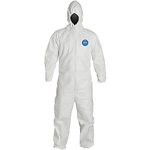 DuPont Tyvek 400 TY127S Individually Packed Disposable Protective Coverall with Hood and Elastic Cuff for PPE Vending Machines, White, Large (Retail Pack of 1)