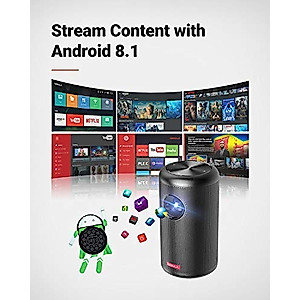 Anker Nebula Capsule Max, Pint-Sized Wi-Fi Mini Projector, 200 ANSI Lumen Portable Projector, 8W Speaker, Movie Projector, 100 Inch Picture, 4-Hour Video Playtime, Outdoor Projector (Renewed)