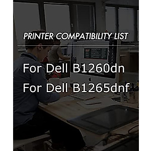 4-Pack 4xBlack Green Toner Supply Compatible for Dell 1260 Toner Cartridge B1260x4 Work with B1260 B1260dn B1265dn B1265dnf B1265dfw Mono Printer