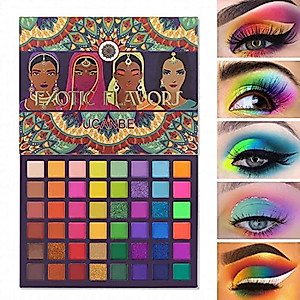UCANBE EXOTIC FLAVORS Neon Eyeshadow Makeup Palette - 48 Colorful High Pigmented - Rainbow Matte Shimmer Glitter Eye Shadow Make Up Pallet Gift Set