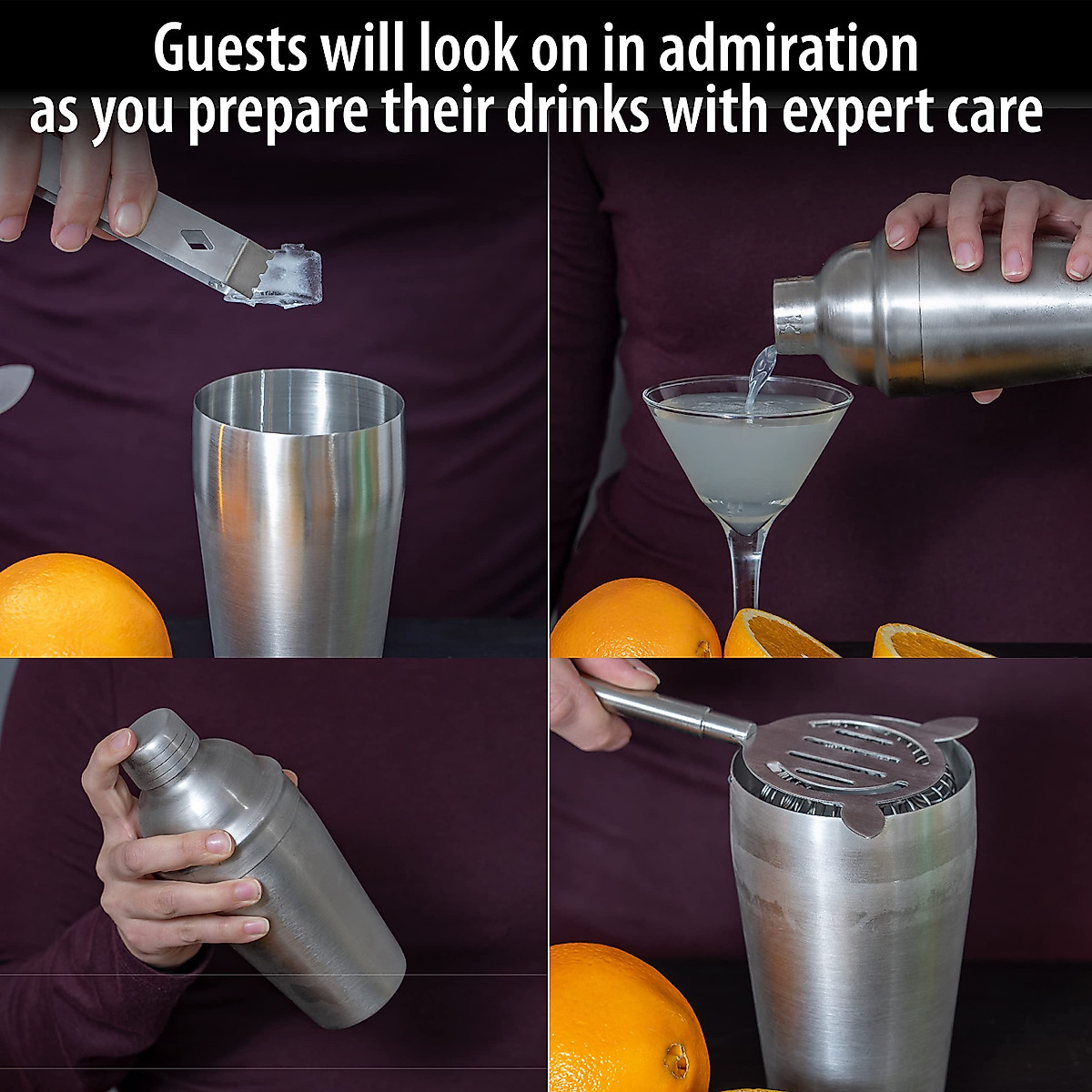 Wyndham House Stainless Steel Bar Set with Cocktail Shaker and All the Tools for Entertaining your Guests, 7-Piece