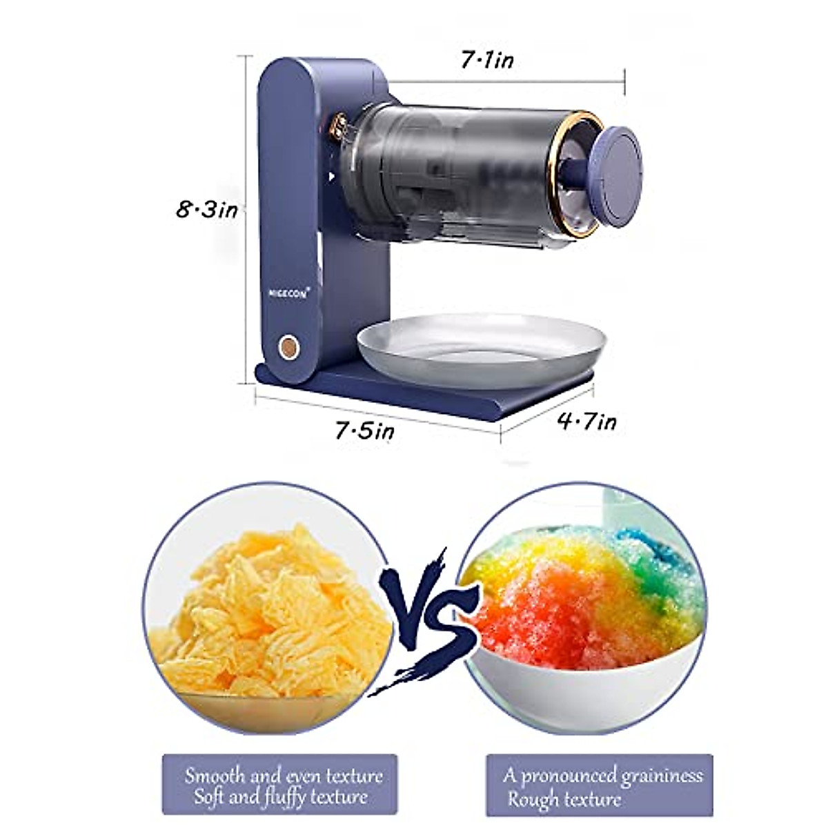 Shaved Ice Maker Snow Cone Rechargeable Slushie Machine Ice Cream Maker for Kids and Family Portable USB Charger 2 Set Block Ice Molds (purple)